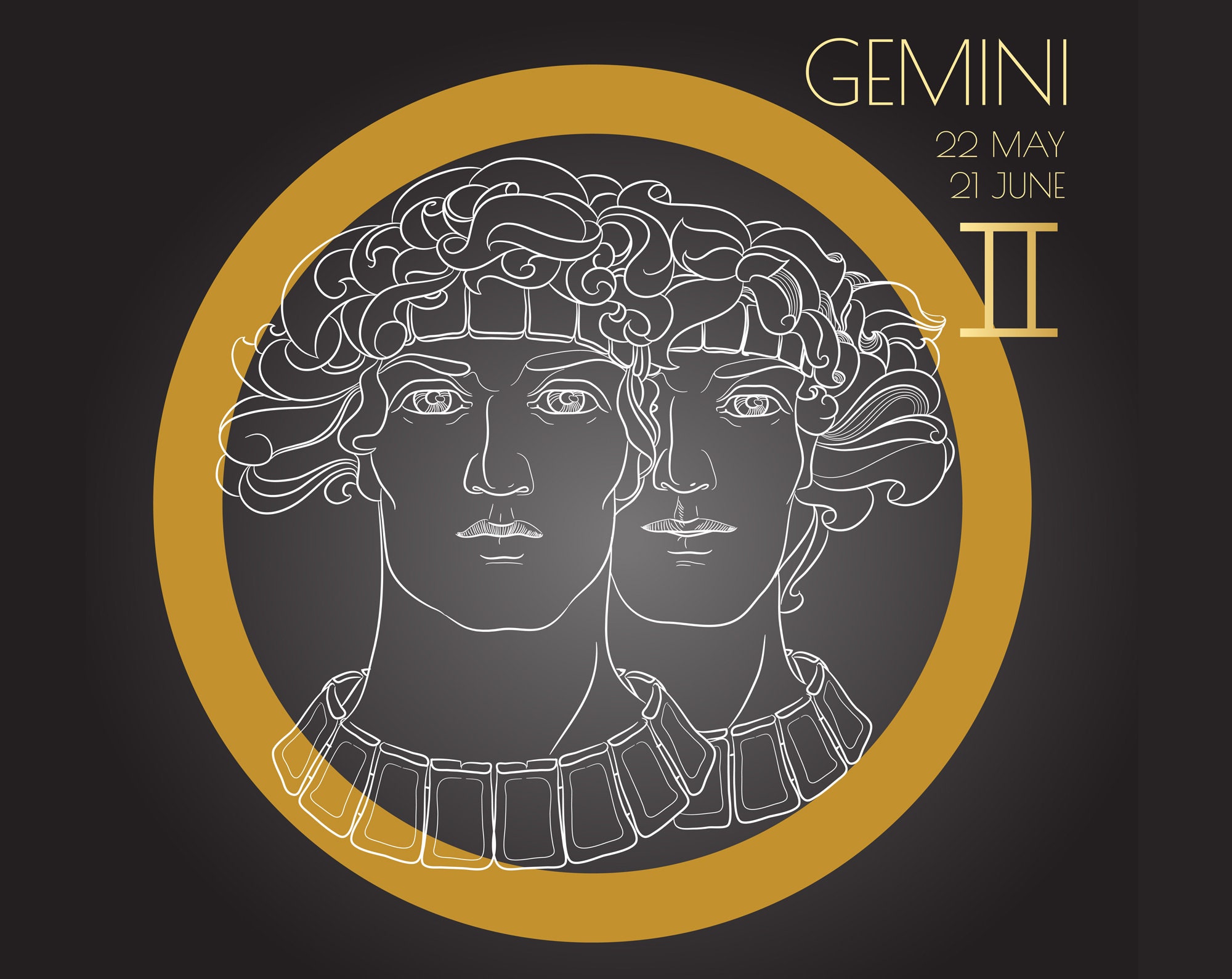 Gemini wall art zodiac sign print. Zodiac printable Gemini | Etsy