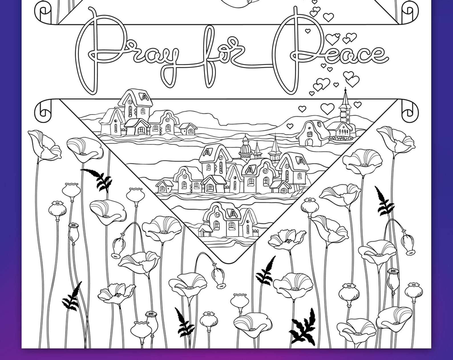 Peace Coloring Page. Coloring Sheets Peace on Earth. Lineart Magical ...