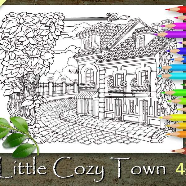 Adult Coloring Pages Town - Etsy