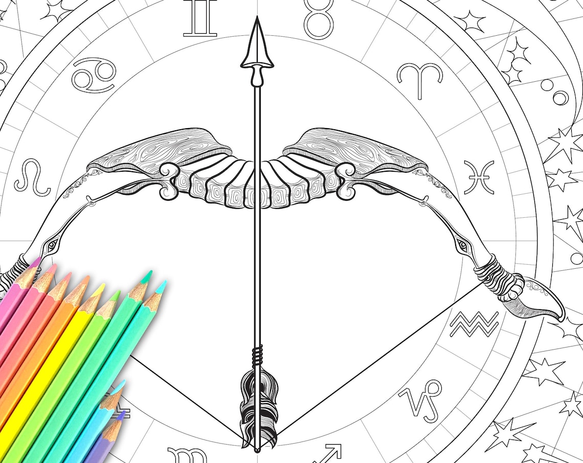 Sagittarius Zodiac Sign Coloring Pages for Adult. Astrology Gift ...