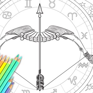 Sagittarius Zodiac Sign Coloring Pages for Adult. Astrology Gift ...