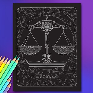 Libra Zodiac Sign Coloring Pages for Adult. Astrology Printable ...
