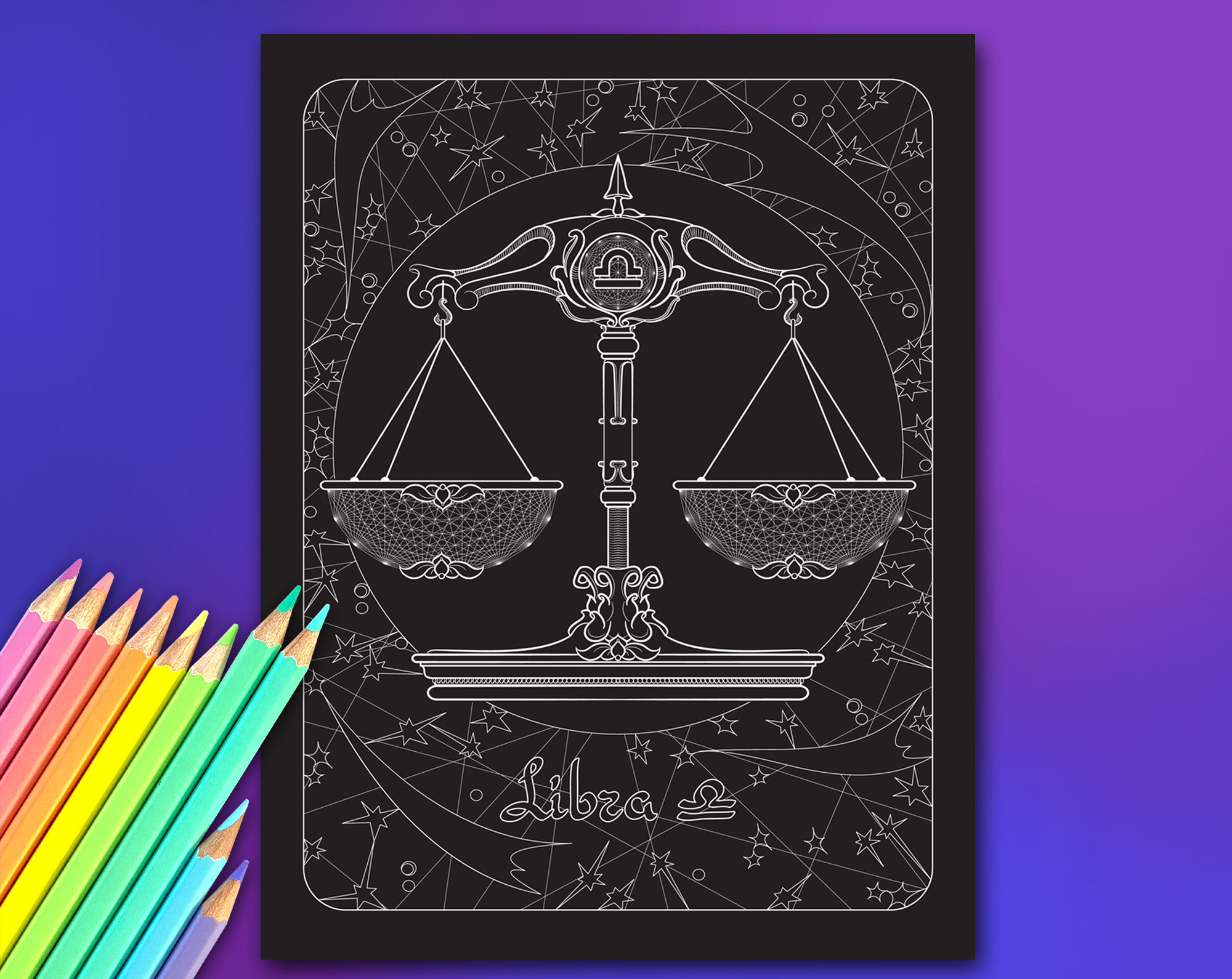 Libra Zodiac Sign Coloring Pages for Adult. Astrology Printable ...