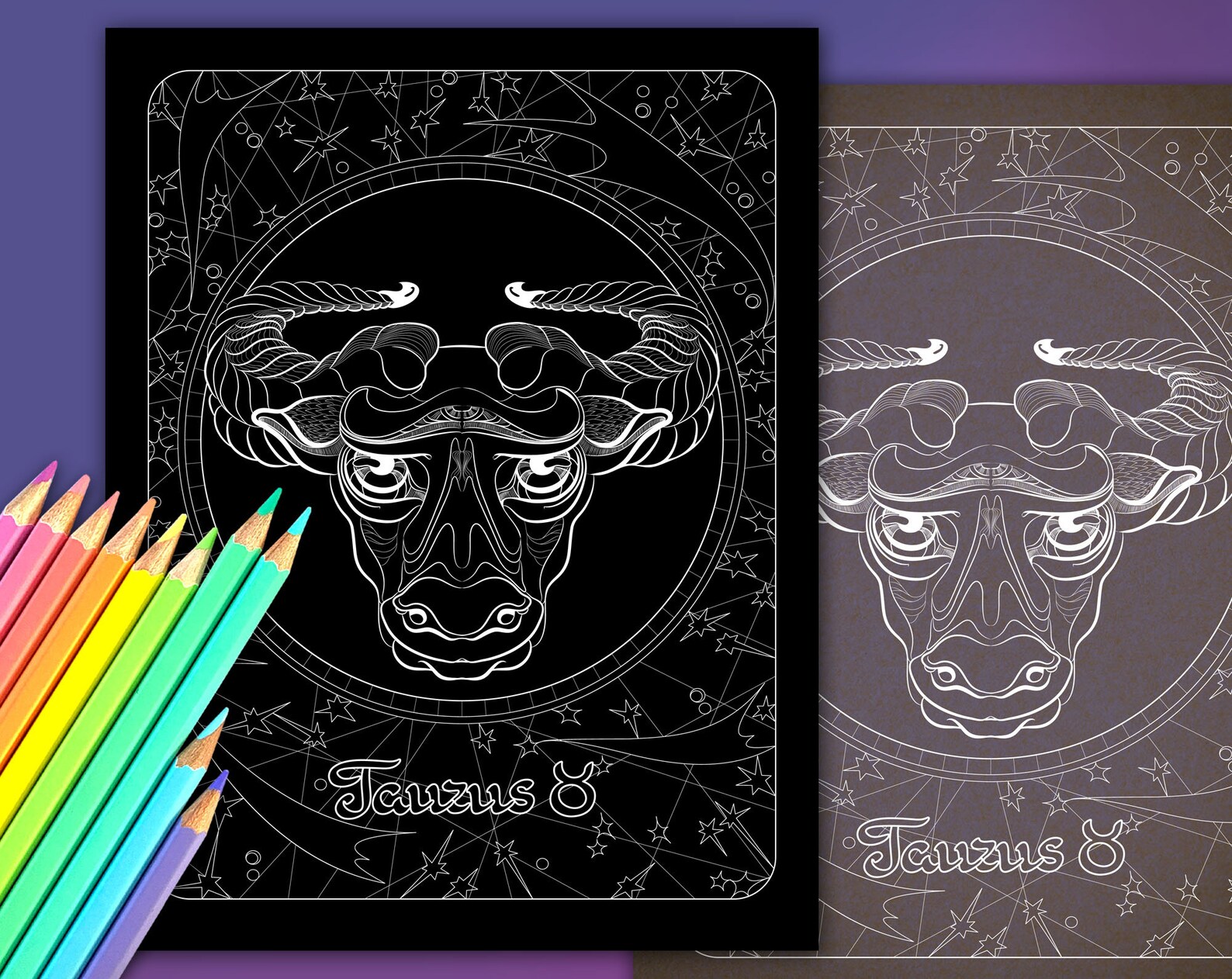 Taurus Zodiac Sign Printable Coloring Pages Adult. Astrology Gift ...