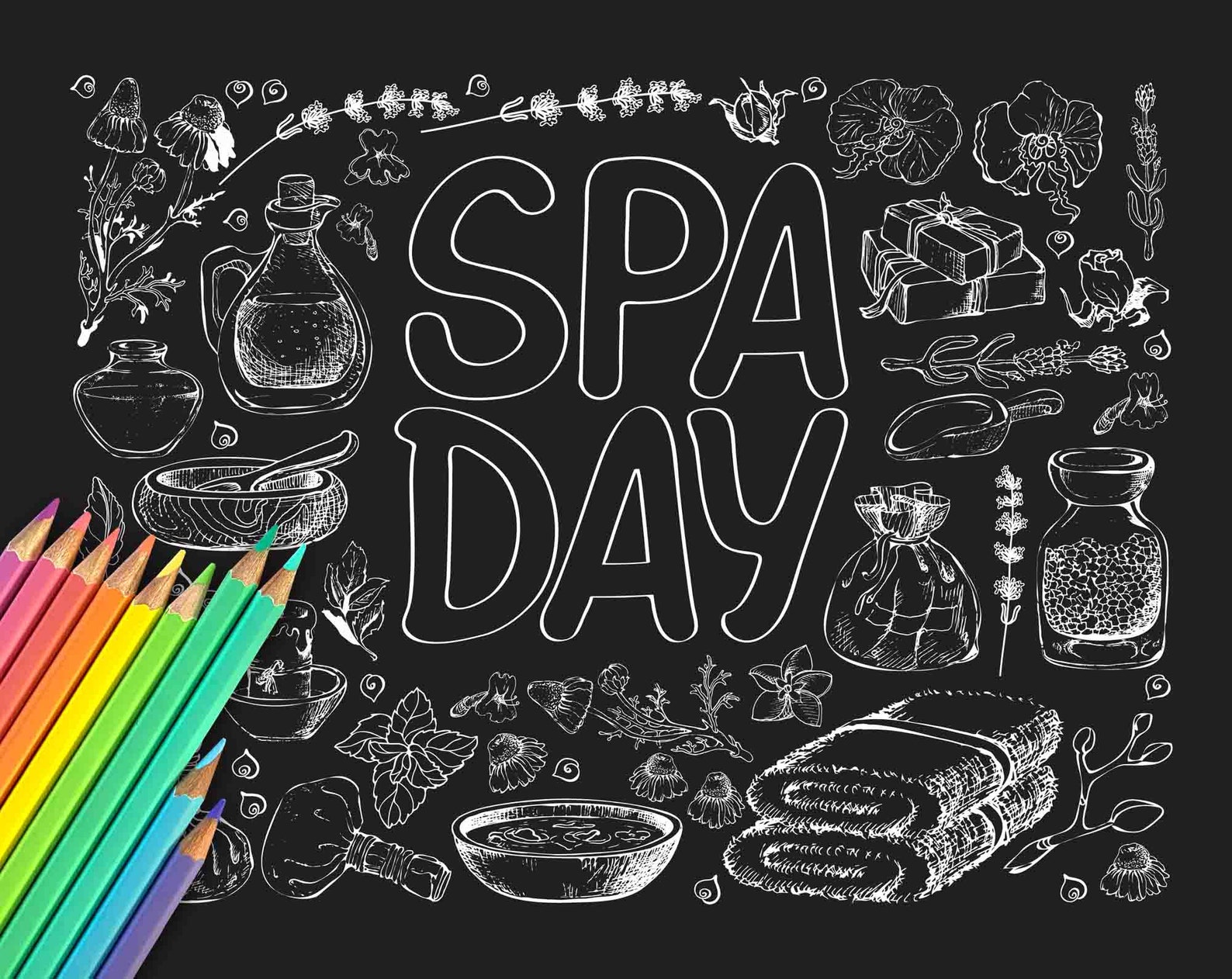 Spa Coloring Pages. Adult Coloring Books. Printables Spa Decor. Stress ...