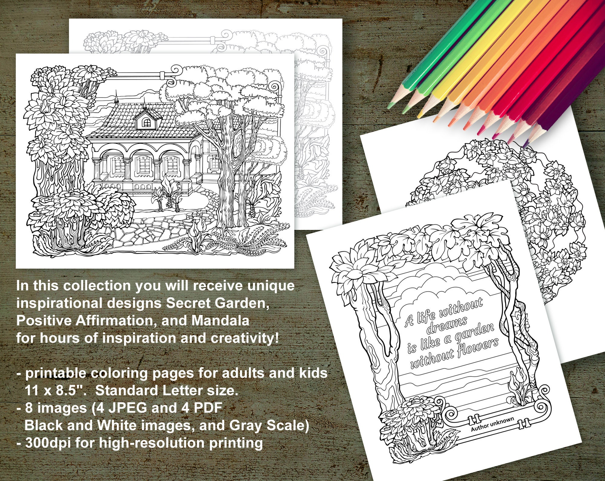 Secret Garden Coloring Page Printable Adult Coloring Books - Etsy