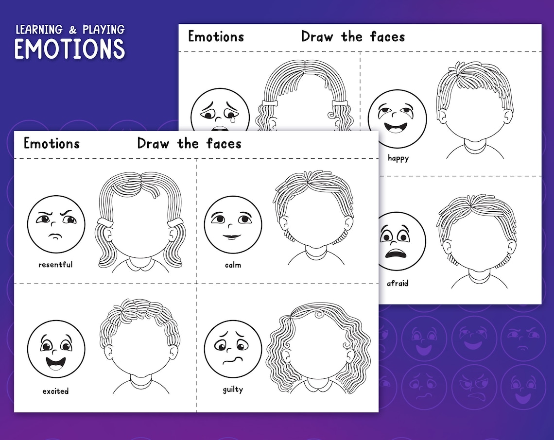 Feelings Clipart. Preschool Curriculum. Emotions Chart. Quiet | Etsy