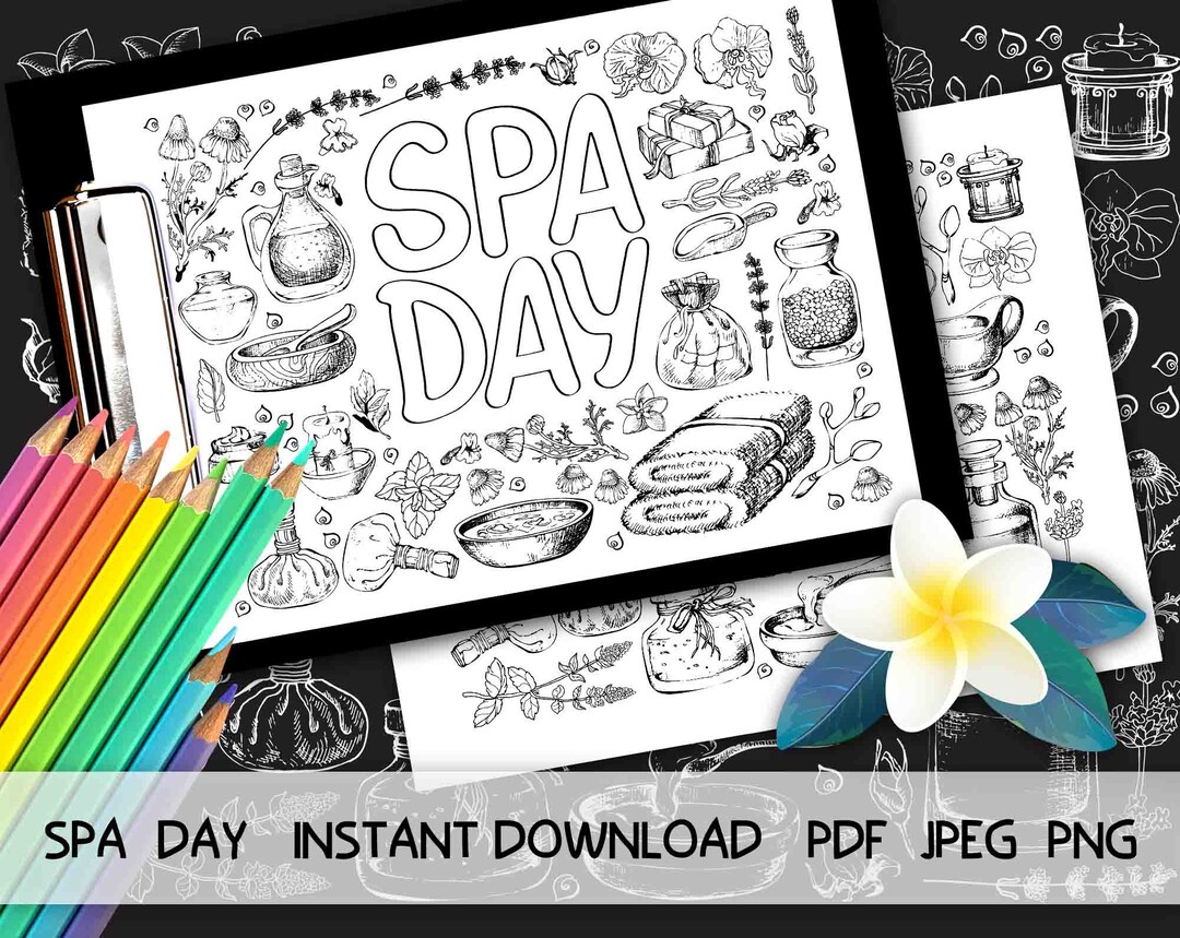 Spa Coloring Pages. Adult Coloring Books. Printables Spa Decor. Stress ...