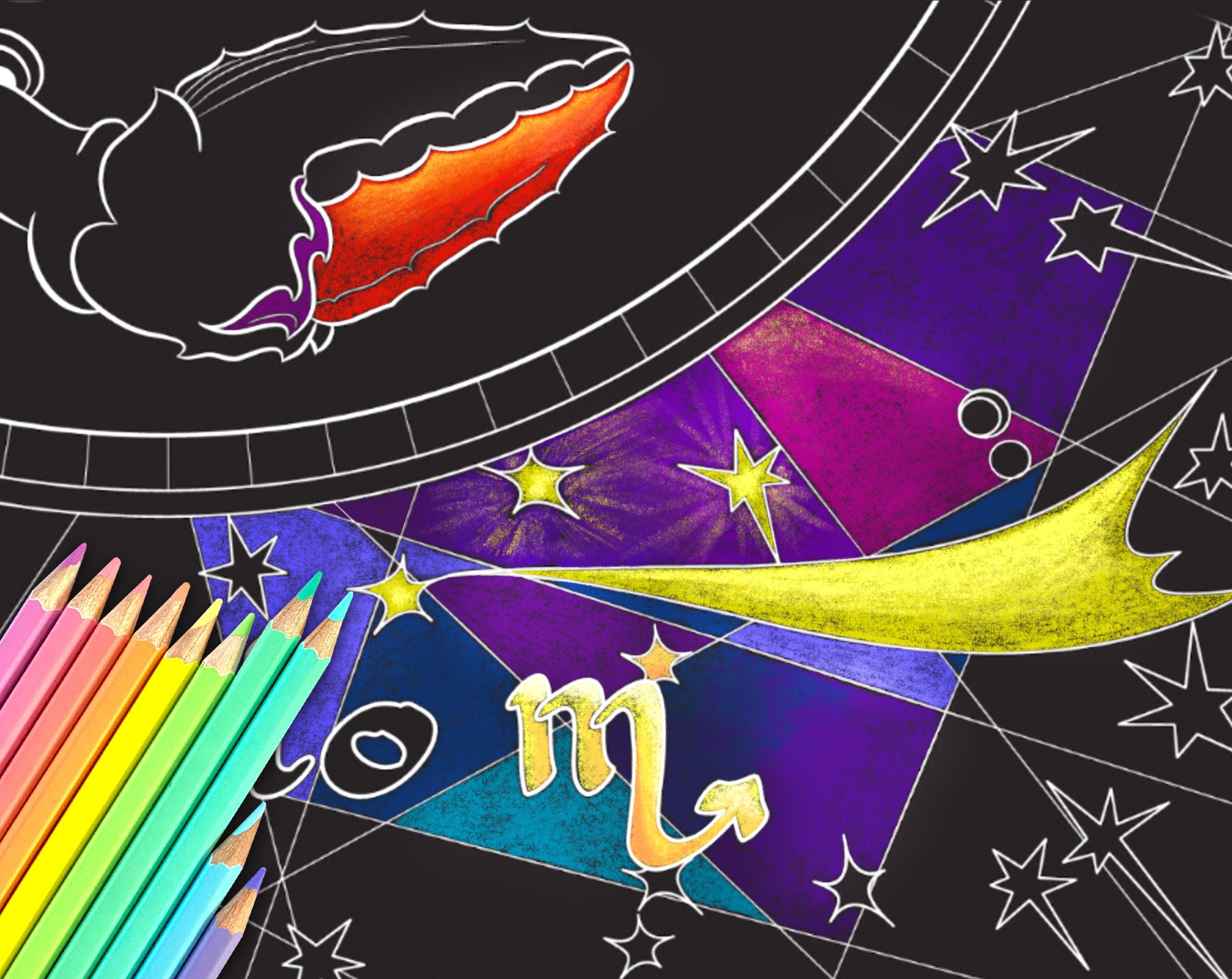 Scorpio Zodiac Sign Coloring Pages for Adult. Astrology Gift Printables ...