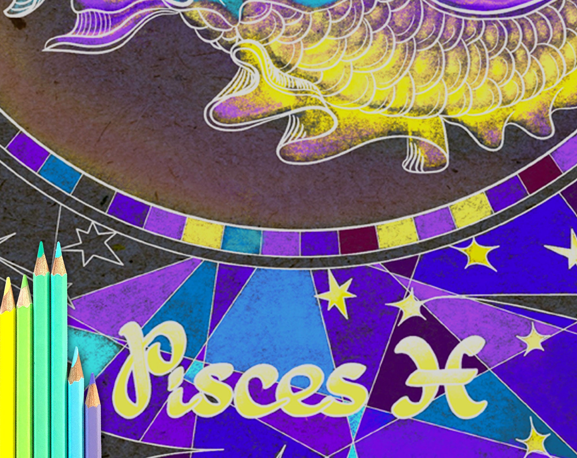 Pisces Zodiac Sign Printable Coloring Pages Adult. Astrology Gift ...