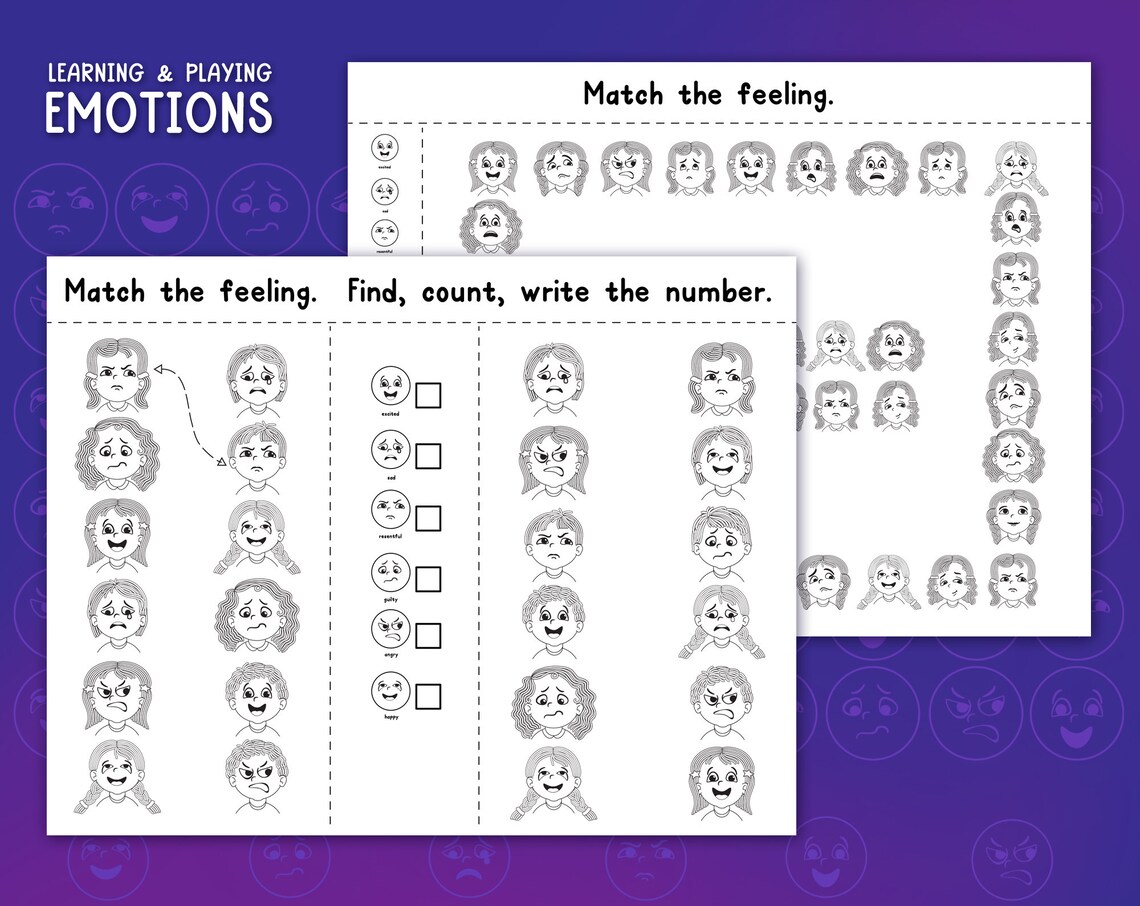 Feelings Clipart. Preschool Curriculum. Emotions Chart. Quiet | Etsy