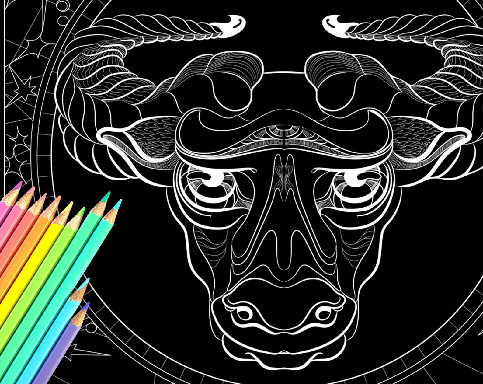 Taurus Zodiac Sign Printable Coloring Pages Adult. Astrology Gift ...