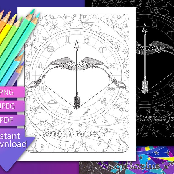 Coloring Pages Sagittarius - Etsy