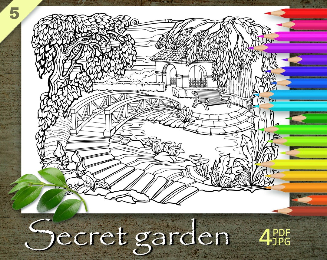 Secret Garden Coloring Page, Printable Adult Coloring Books PDF, Cozy ...
