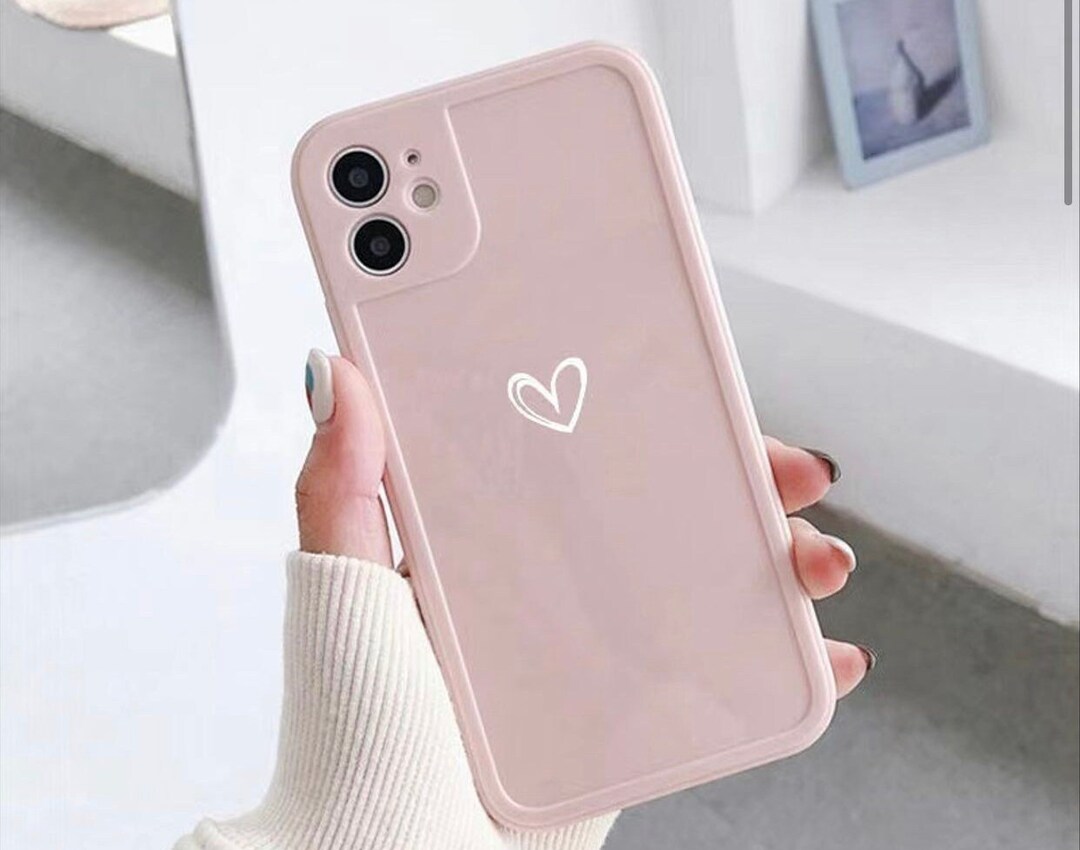 IPhone 8 & 12pro Pink Heart Case - Etsy