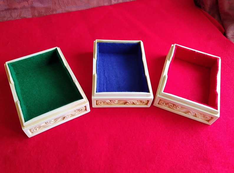 Card Box - Medieval 14th Century Design - Faux Ivory - Felt Lined ...