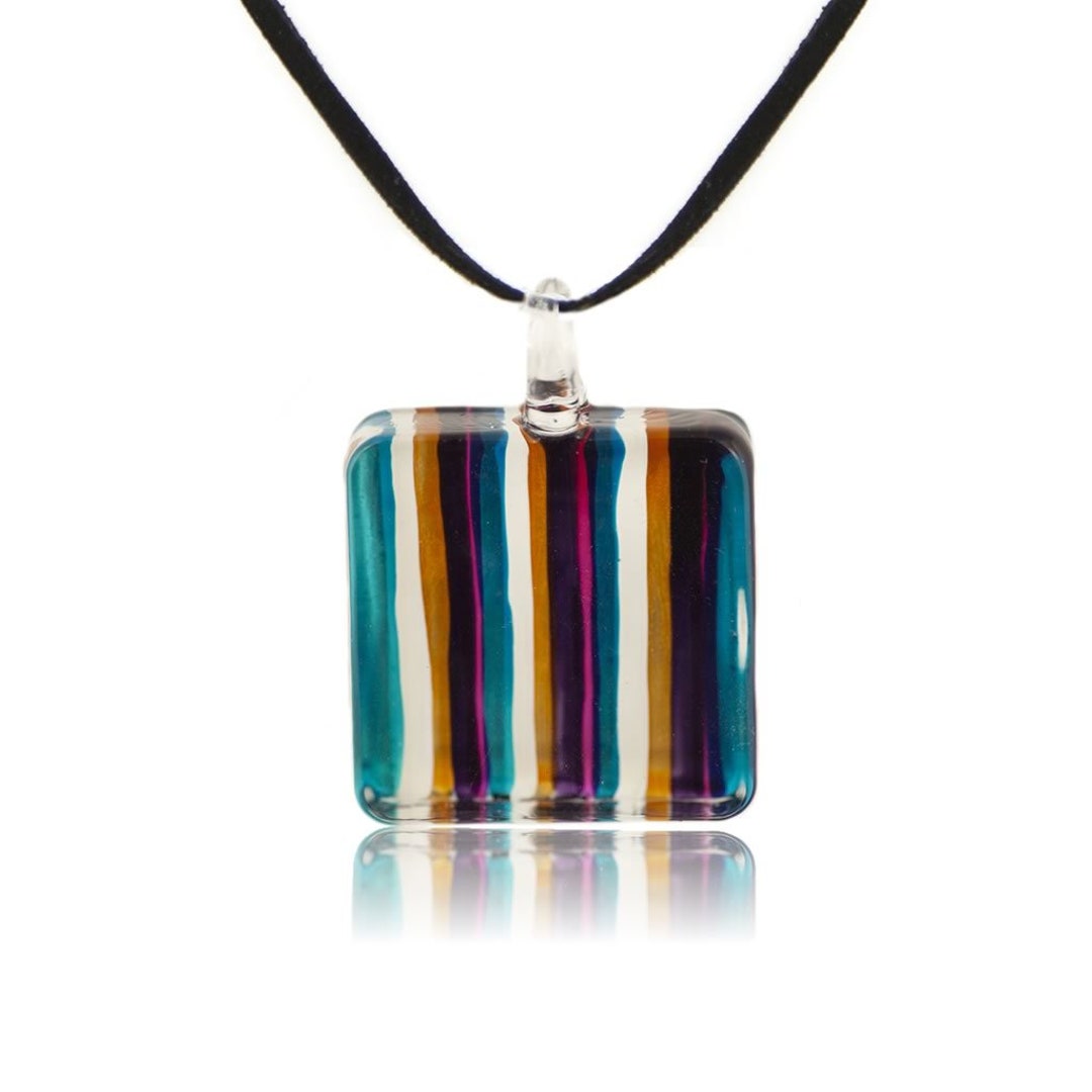 Handmade Glass Pendant Necklace Venetian Style Glass Multi Colour ...