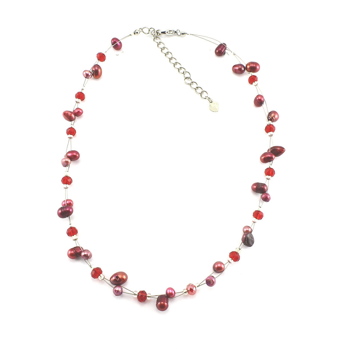 Red Freshwater Pearl Necklace, Red Pearls, Pearl & Crystal Necklace ...