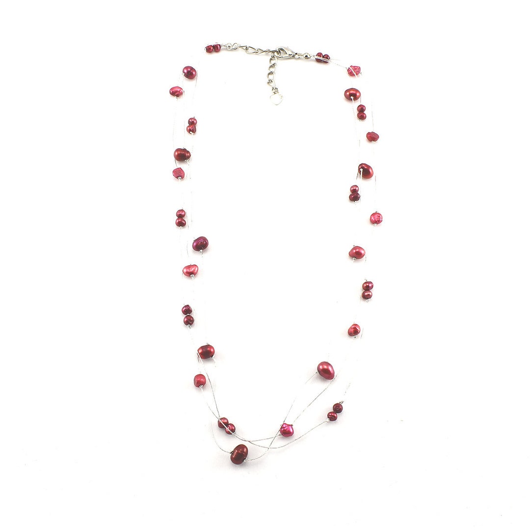Red Freshwater Pearl Necklace, Red Pearls, Red Necklace - Etsy