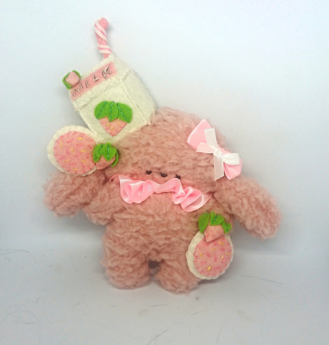 Strawberry Milk and Sprinkle Cookie Bun, Kawaii, Cottagecore, Coquette ...
