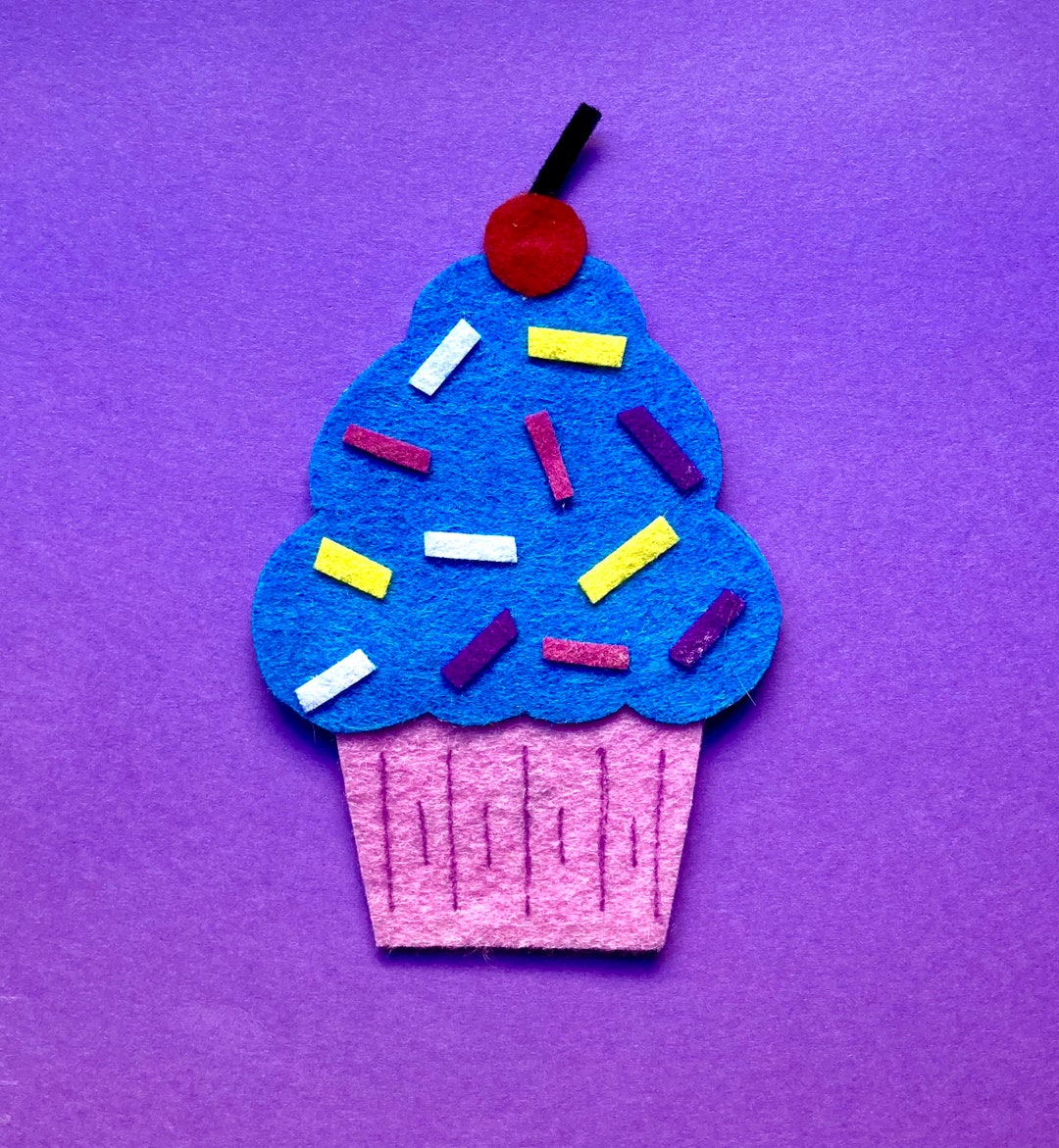 Cupcake Handmade Felt Magnet (set of 1); Desserts, Sugar Rush, Always ...