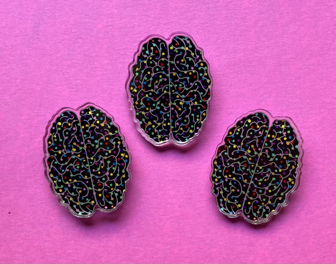 Colorpop Brain Acrylic Pin - Etsy