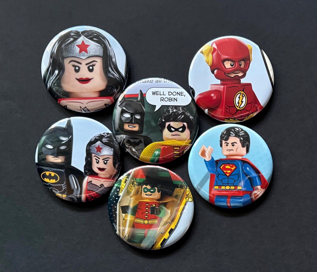 Lego DC Cartoon Children's Book Button Magnets (set of 6) 2.25 Inches ...