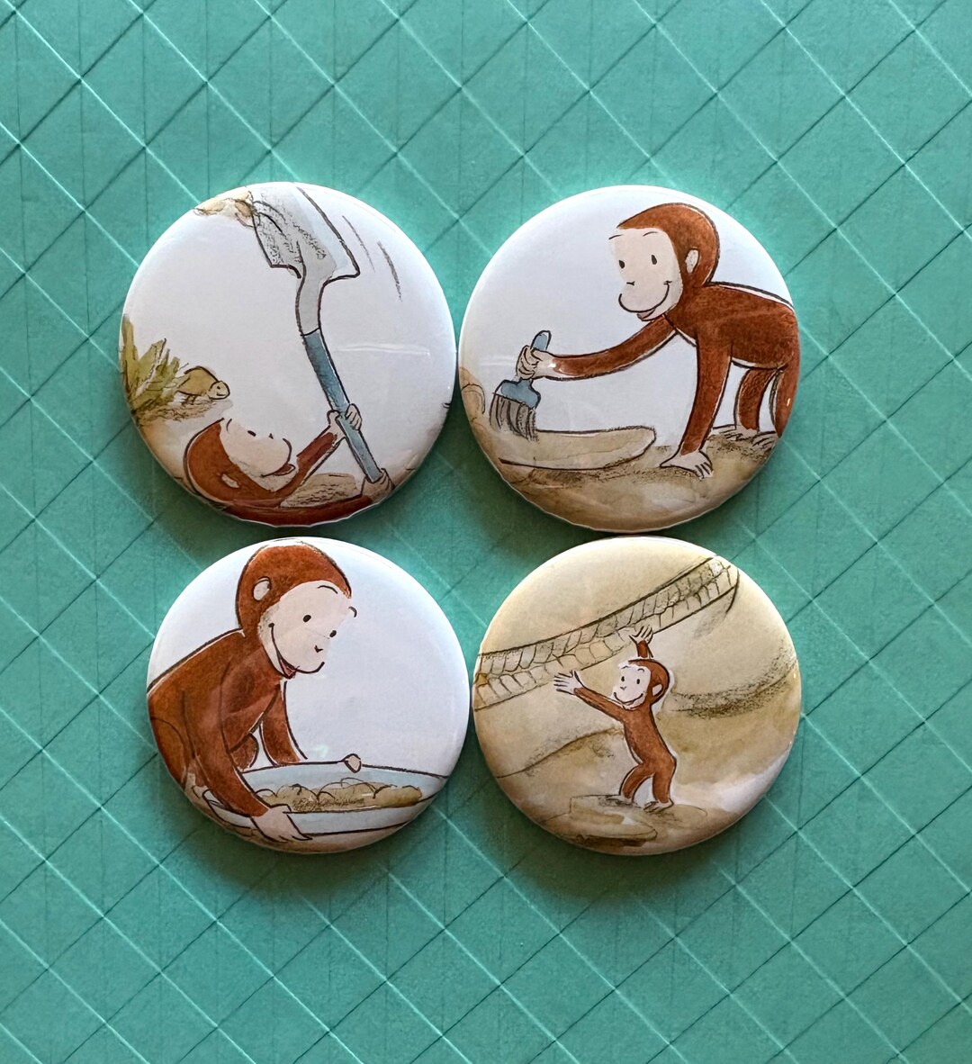 Curious George Dinosaur Discovery Children's Book Button Magnet 2.25 ...