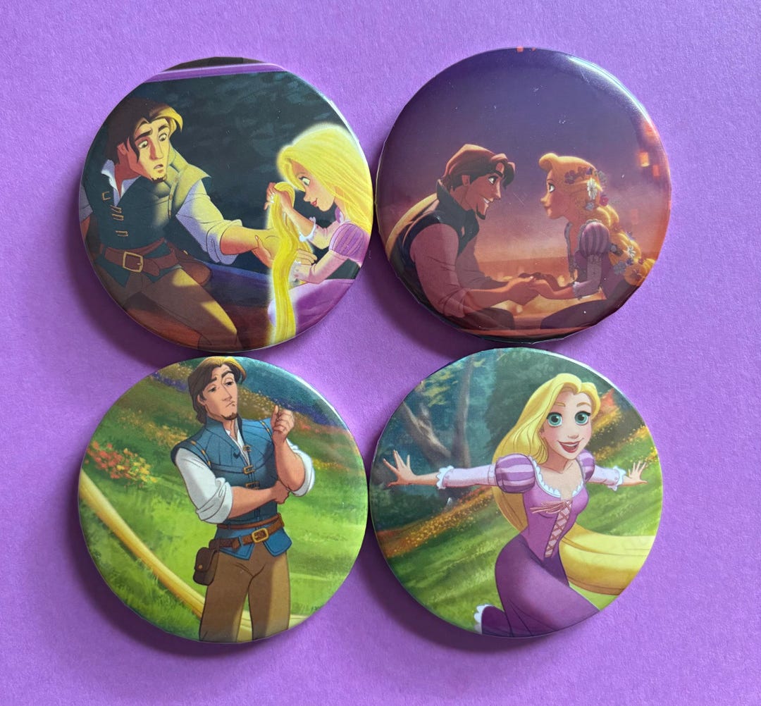 Disney’s Tangled Book Button Magnets (set of 4) 2.25 Inches; Rapunzel ...