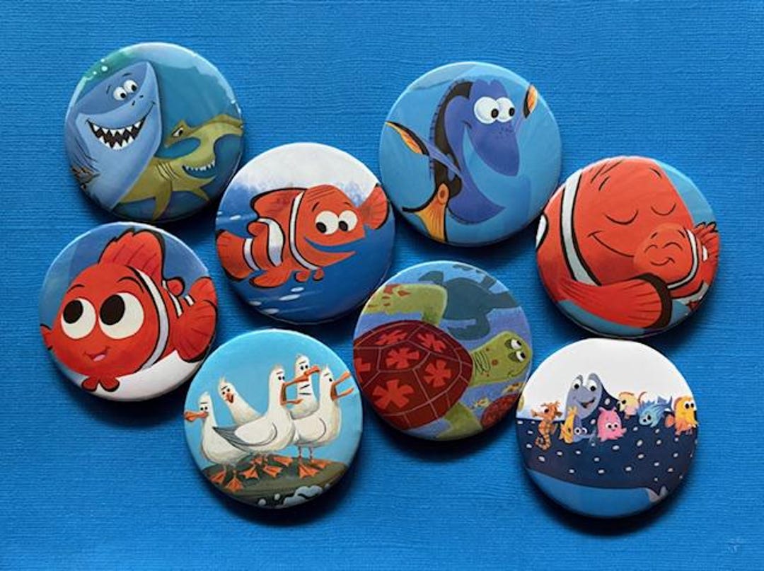 Finding Nemo Children's Book Button Magnet 2.25 Inches Set of 8; Nemo ...