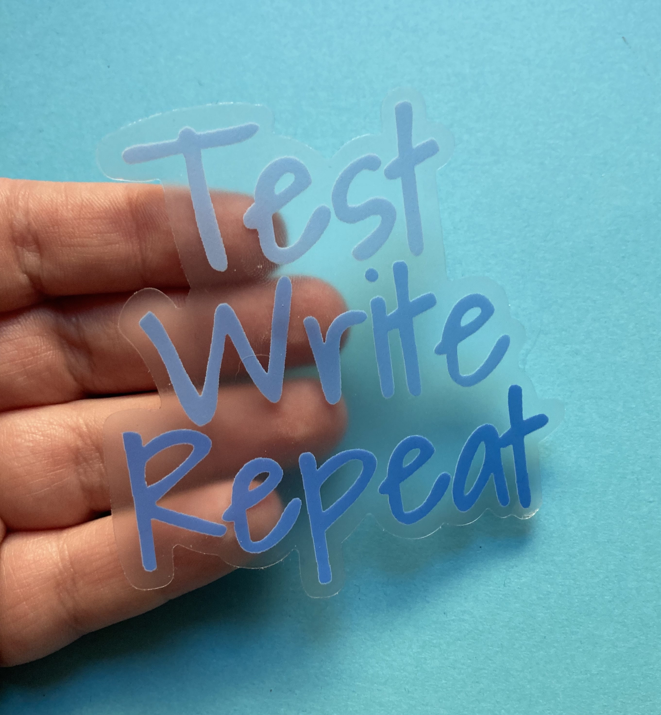 Blue Test, Write, Repeat Clear Sticker - Etsy