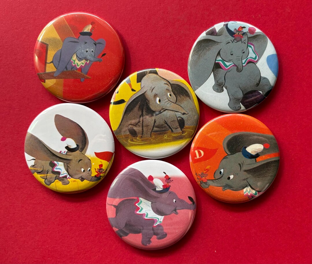 Disney’s Dumbo Children's Book Button Magnets (set of 6) 2.25 Inches ...