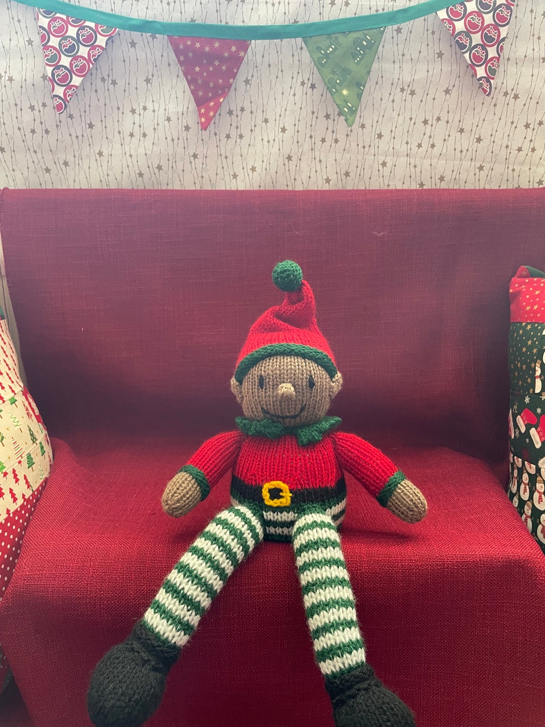 Knitted Christmas Elf Eric the Elf / Red Hat - Etsy