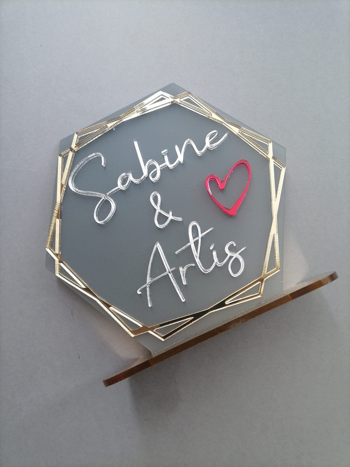 Custom Laser Cut Hexagon Acrylic Stand Personalized Wedding Gift Gift ...