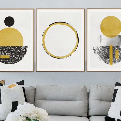 Set of 3 Mustard Art Prints Printable Yellow Wall Art - Etsy