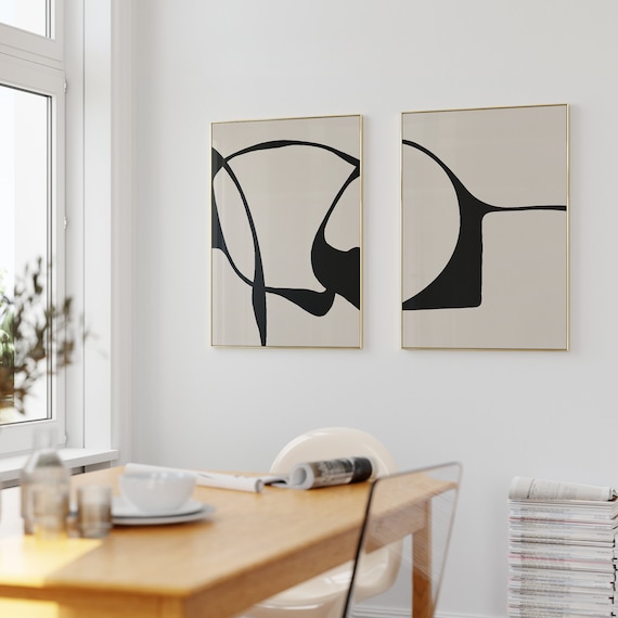 Modern Abstract Line Art Prints Simple Gallery Set of 2 - Etsy