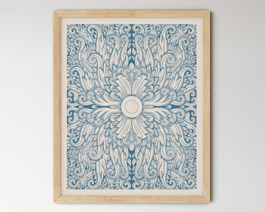 Blue Vintage Print Wall Art, French Antique Wall Art, Flourish Wall ...