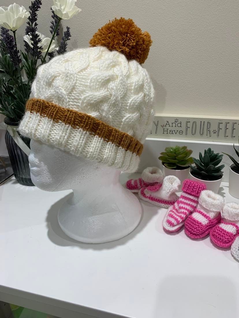 Child's Hand Knitted Cable Hat - Etsy