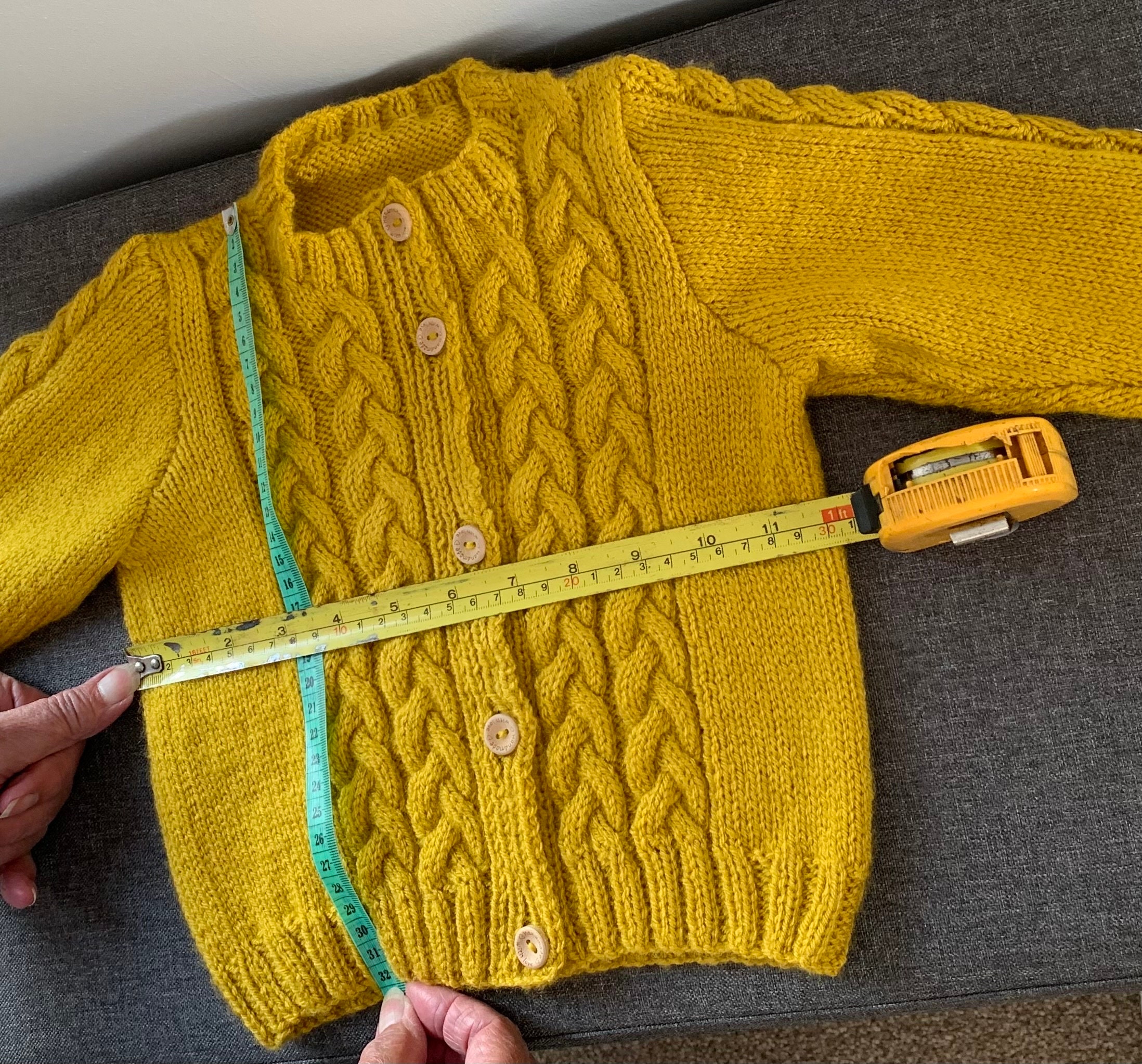 Little Girls Cardigan Hand Knitted in Mustard - Etsy