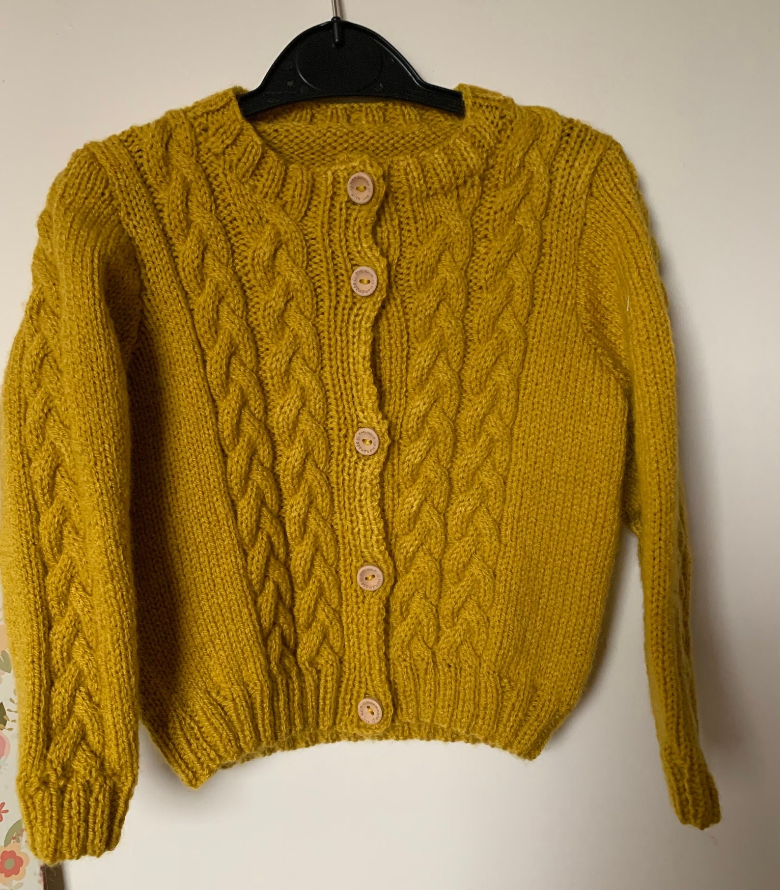 Little Girls Cardigan Hand Knitted in Mustard - Etsy