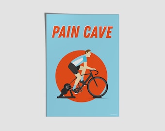 Pain Cave Print Female V1 Indoor Cycling Print Cycling Illustration ...