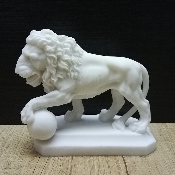 Lion and Ball Statue - Etsy