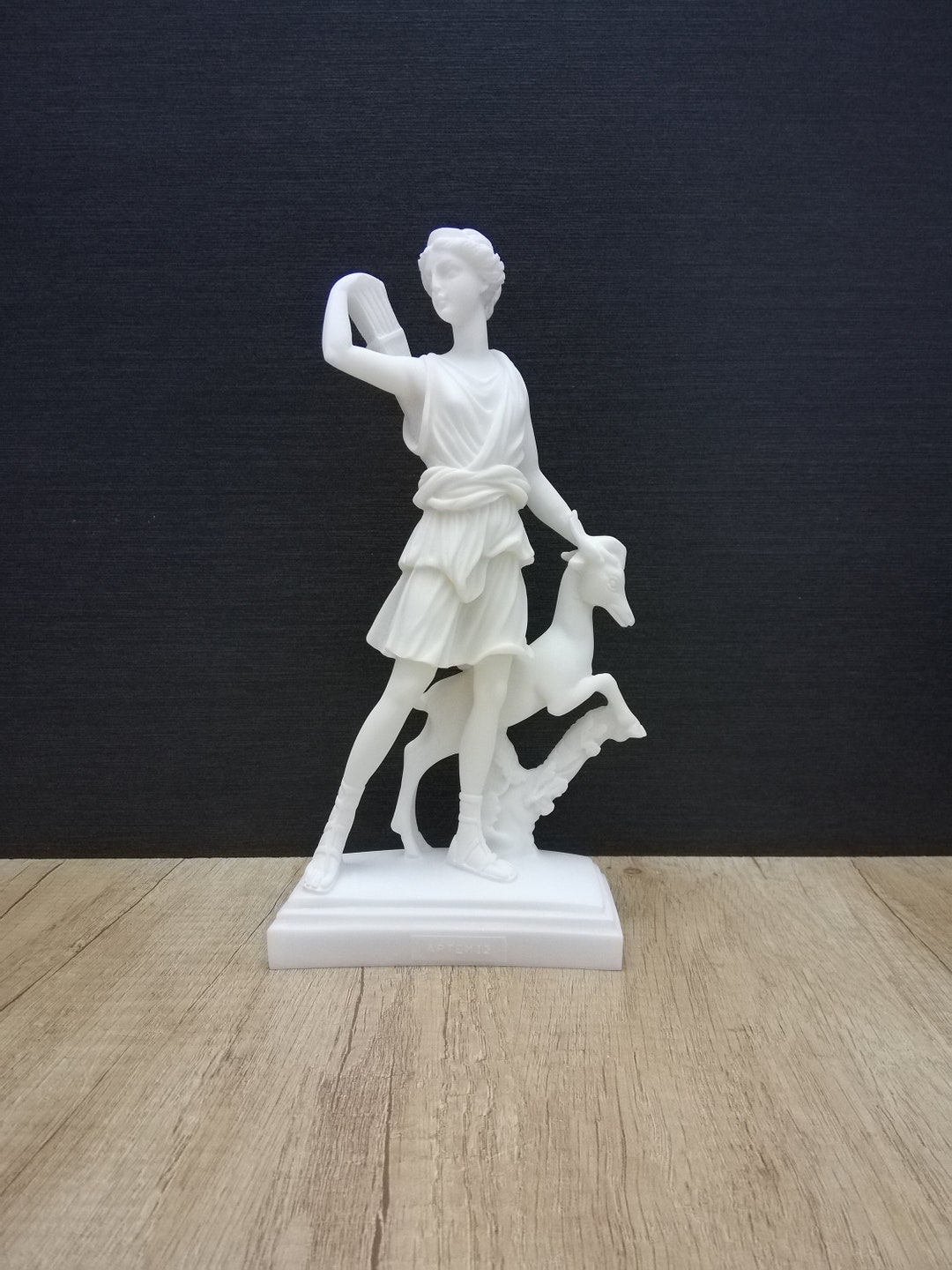 Handmade Alabaster Statue: Artemis With Deer, Greek Goddess - Etsy UK