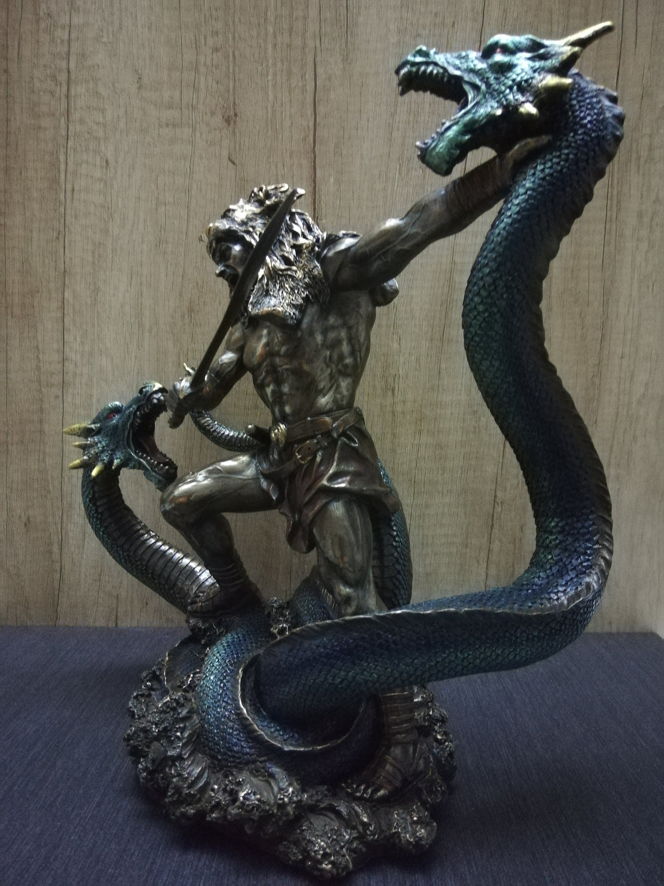 Sculpture Figurines Hercules & Lernean Lernaean Hydra on Fight 30.5cm ...