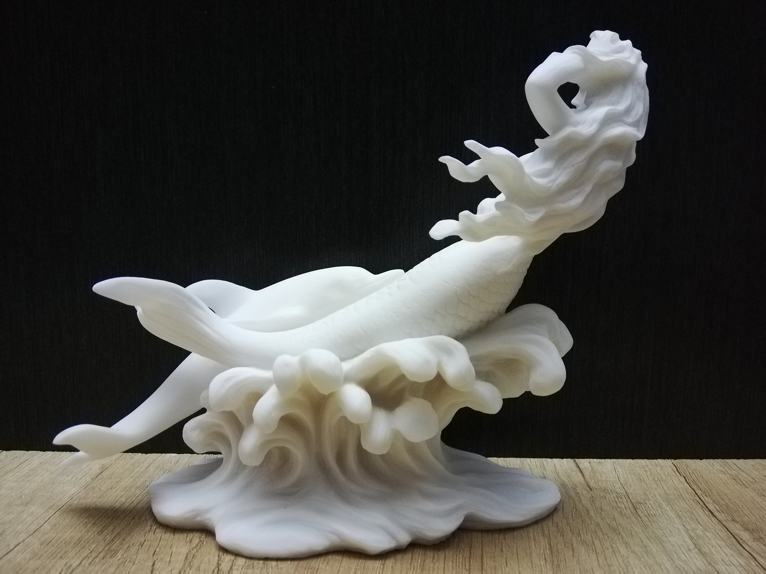 Mermaid on a Wave With a Dolphin 17cmh 19cmw Alabaster - Etsy