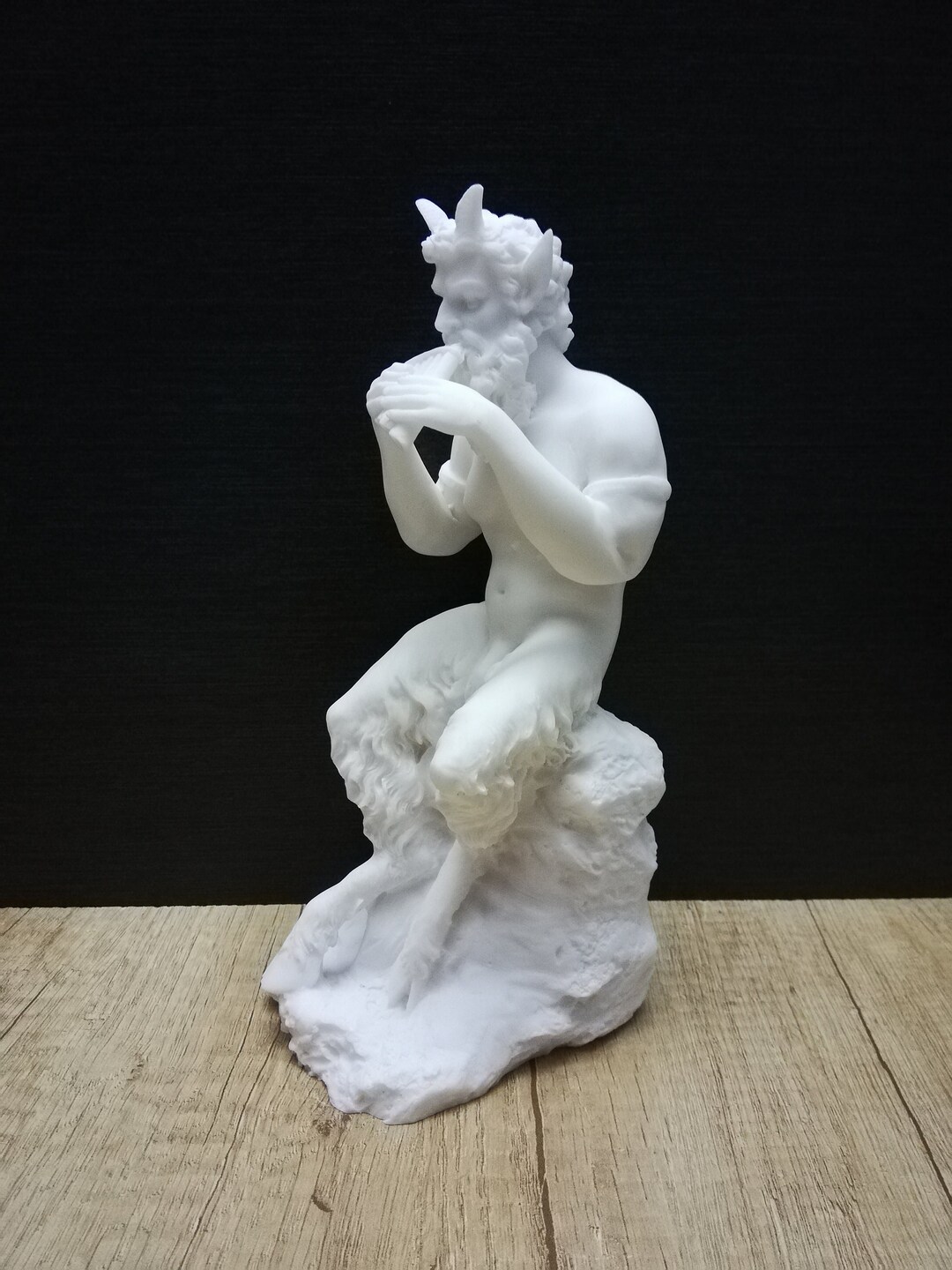 Satyr Sitting on a Rock- Pan Faun 9.25in - 23.5cm Nude Male Greek ...