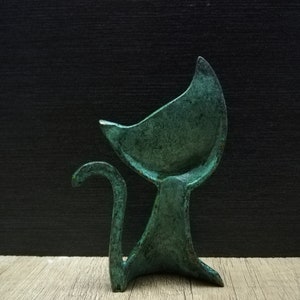 Cat Bronze Cute Small Animals Handmade Bronze Sculpture 9cm-3.54in Free ...