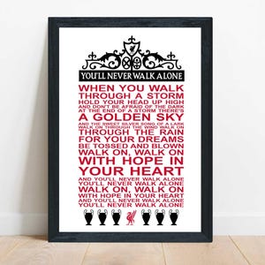 You'll Never Walk Alone Lyrics Print – Liverpool Football Club ...