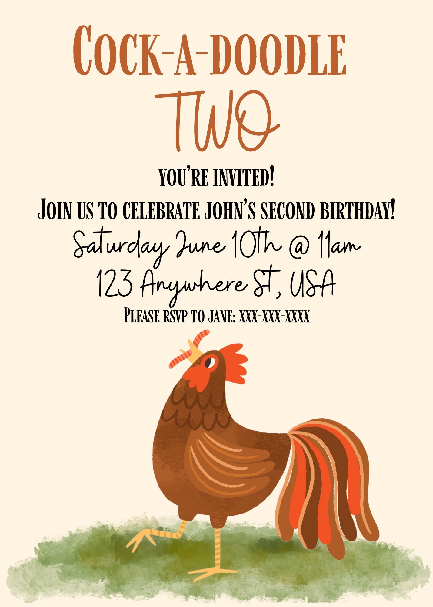 Cock-a-doodle-two! Second Birthday Turning Two Rooster Farm Toddler ...