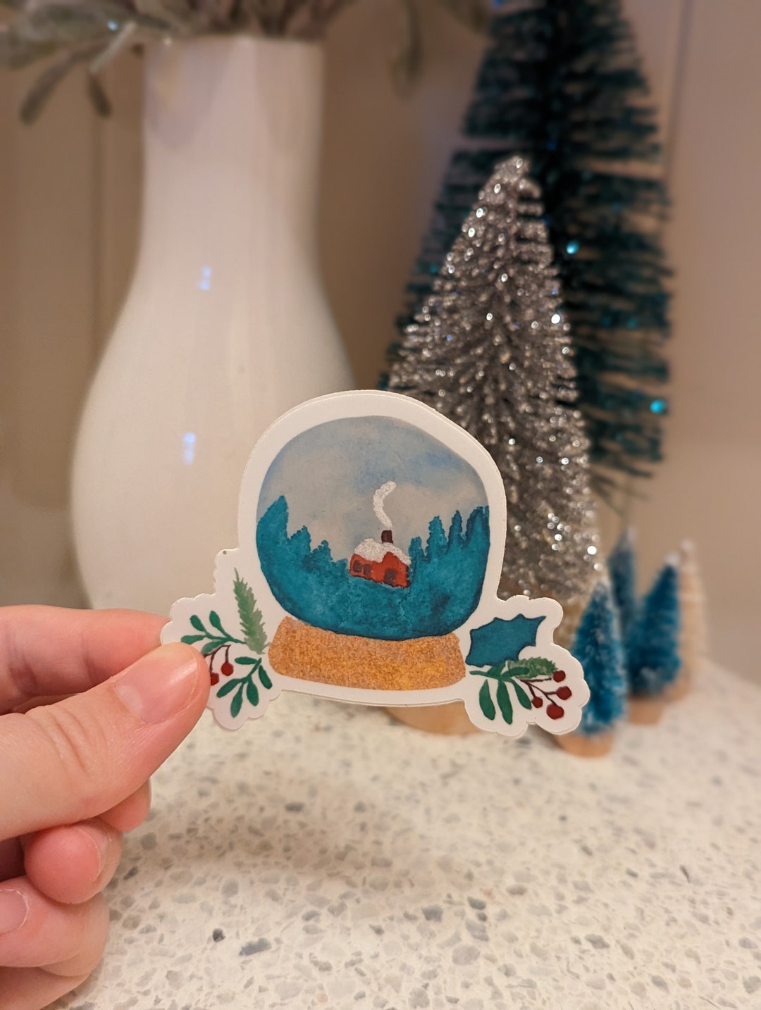 Snow Globe Vinyl Sticker - Etsy